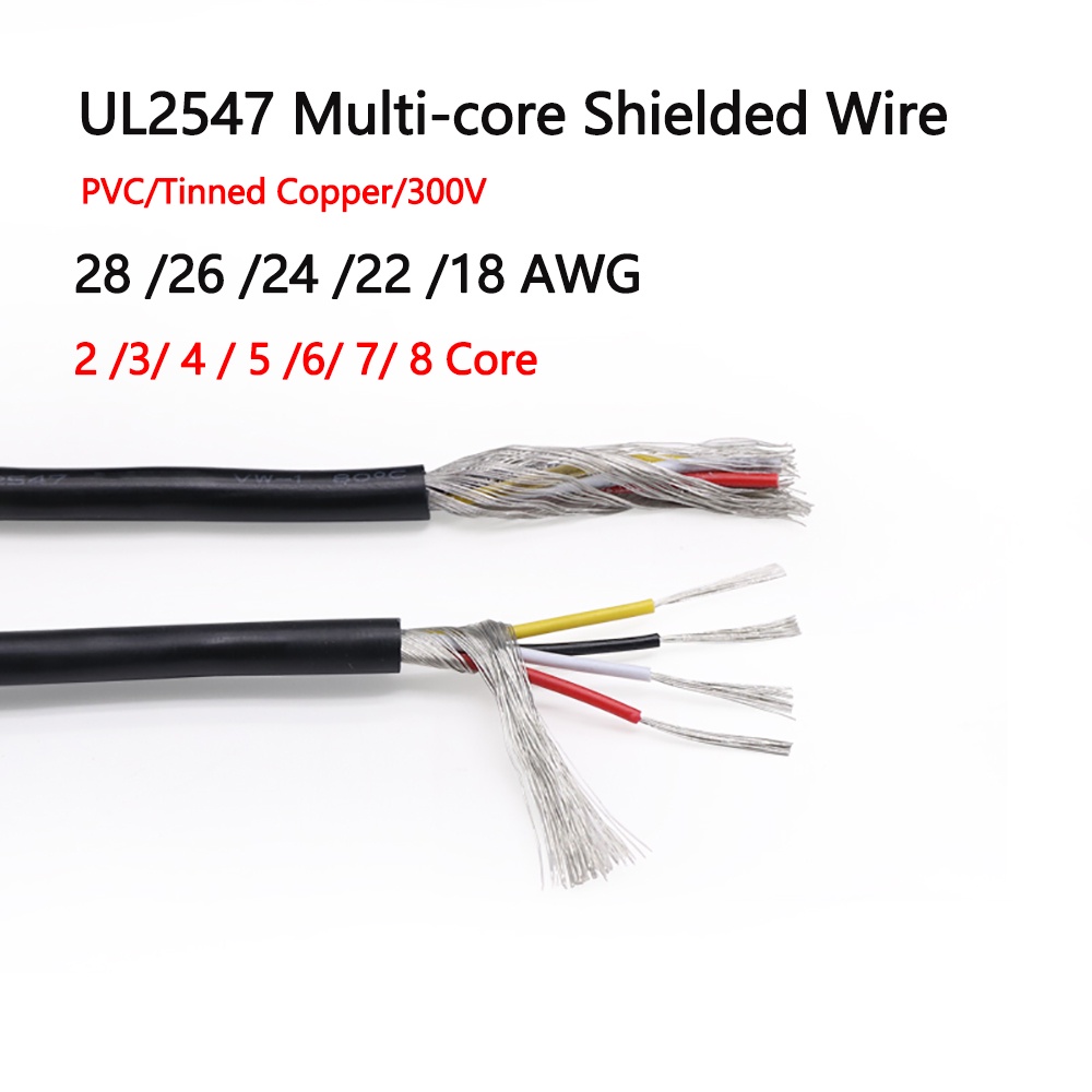 Black UL2547 Multi-core Signal Shielded Cable 28 26 24 22 18 AWG ...