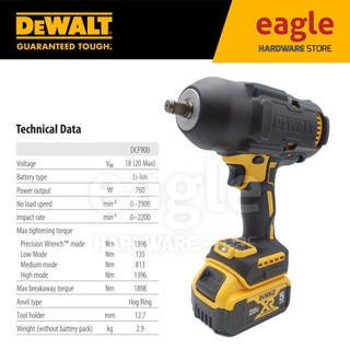 Dewalt DCF900P2T-B1 18/20V 1/2" ( 12.7mm ) Brushless Cordless High ...
