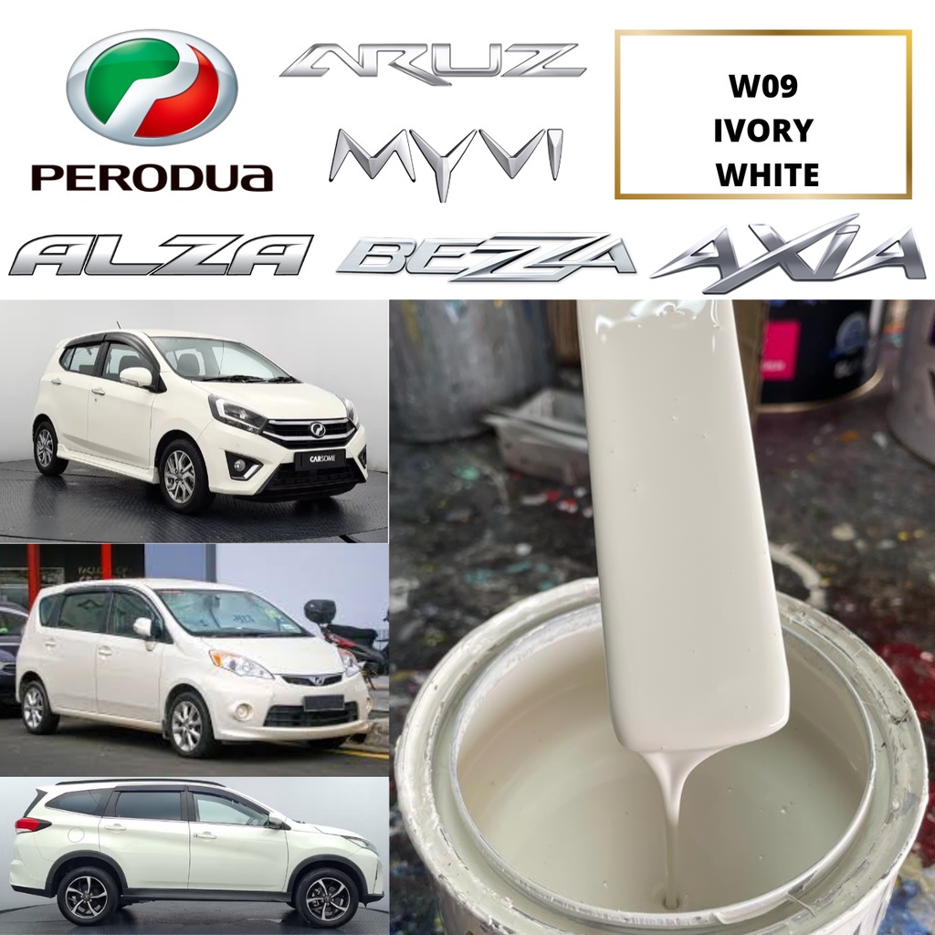 PERODUA ALZA AXIA BEZZA MYVI- W09 IVORY WHITE/MILKY WHITE- 2K Paint ...