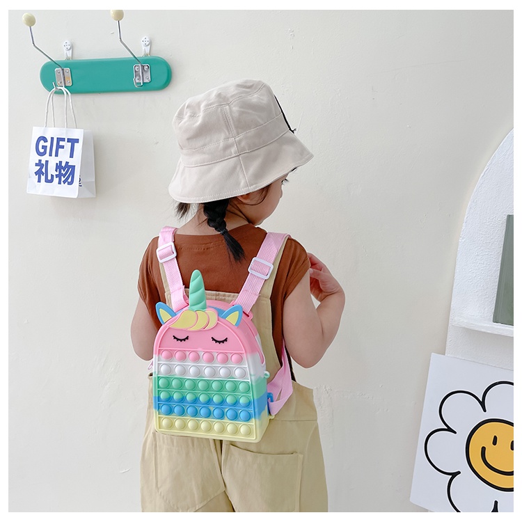 Pop It Bag Fidget Bubble Stress Relief Toy Colourful Rainbow Backpack ...