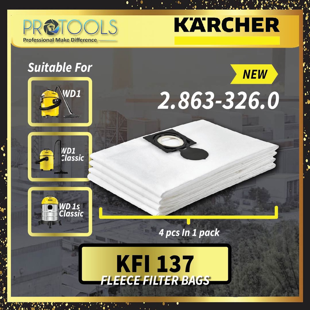 KARCHER 2.863-326.0 ( 2.863-014.0 OLD MODEL) ORIGINAL FLEECE FILTER BAG ...