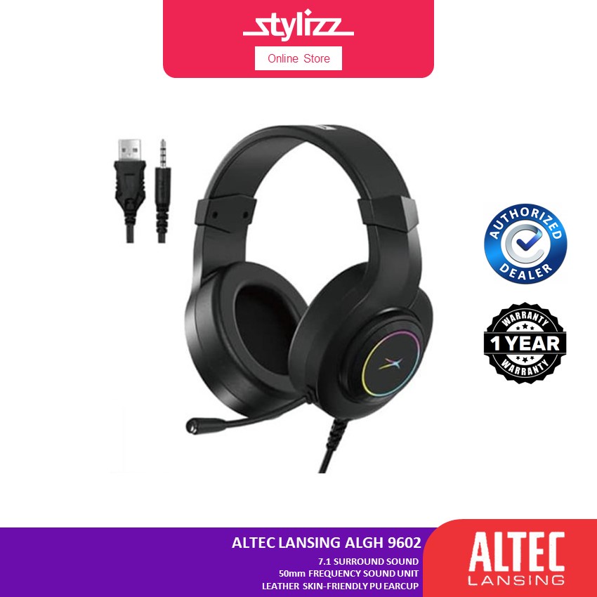 ALTEC LANSING ALGH9602 GAMING HEADSET - 7.1 SURROUND SOUND, LEATHER ...