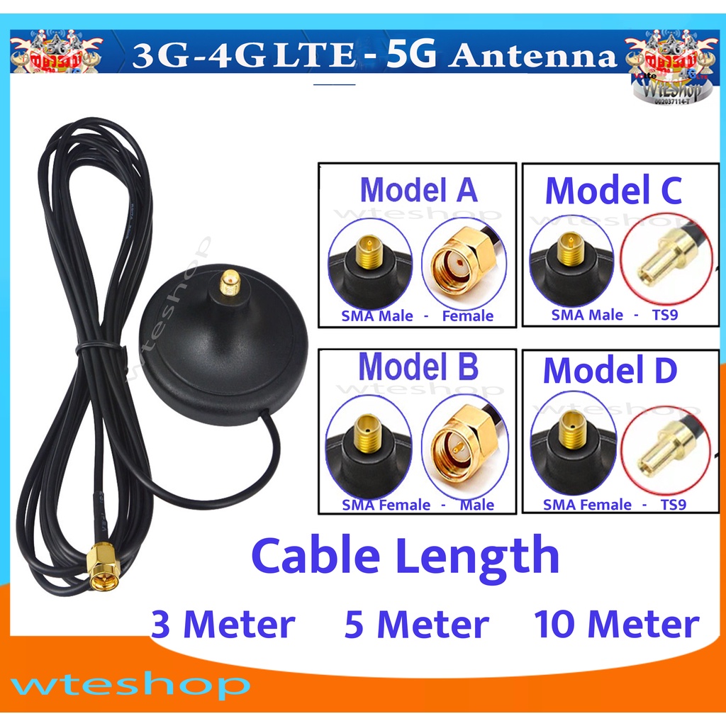 Antenna Mount Magnetic Base with Extension Cable SMA/TS9 3G 4G 5G / 2.4g 5G 5.8G WIFI Extension ...