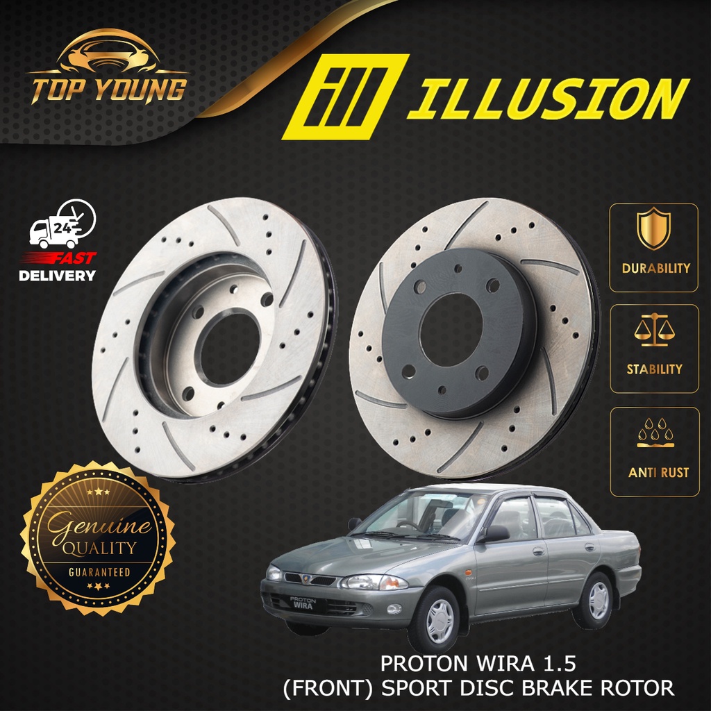 ILLUSION PROTON WIRA 1.5 FRONT (FW) (DEPAN) DISC BRAKE ROTOR AND BRAKE ...