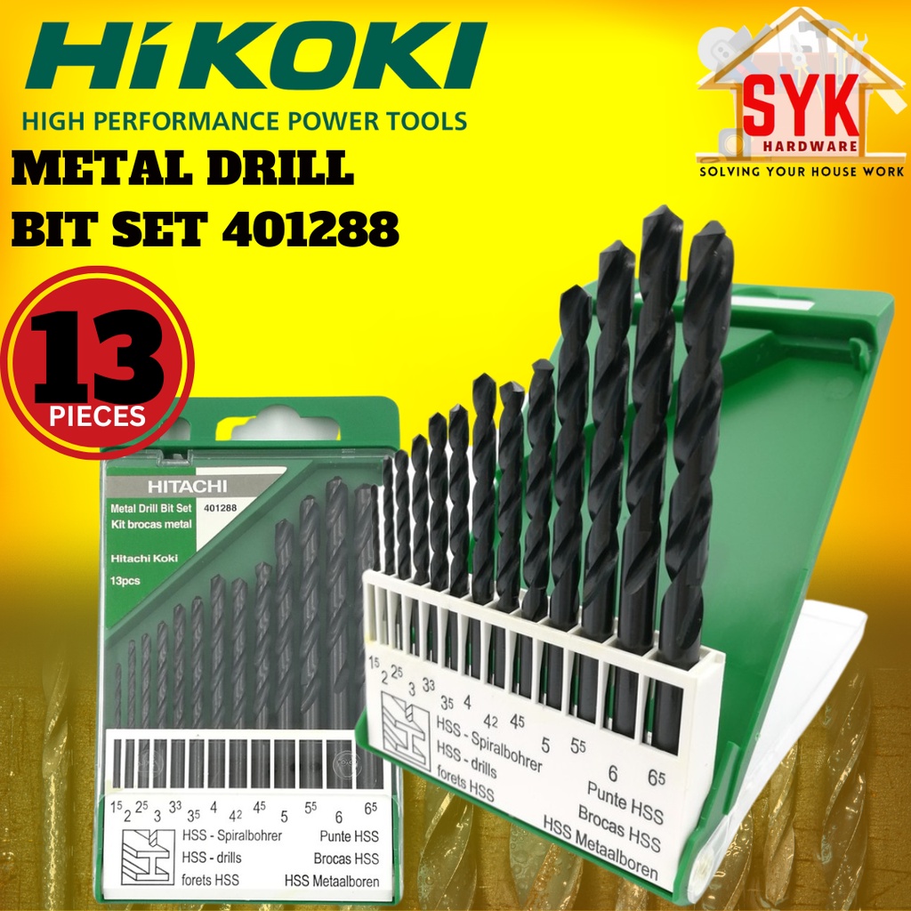 SYK Hikoki 401288 Metal Drill Bit Set 13Pcs HSS Drill Bits Accesories Mata Drill Besi Mata Tebuk ...
