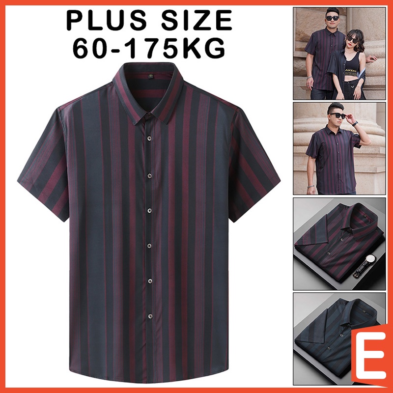 [XL-10XL] Oversized Shirt Man Baju Kemeja Lelaki Lengan Pendek Plus ...