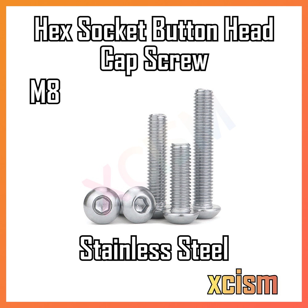 [M8] Hex Socket Button Head Cap Screw Allen Key Hexagon Bolt Skru Soket ...