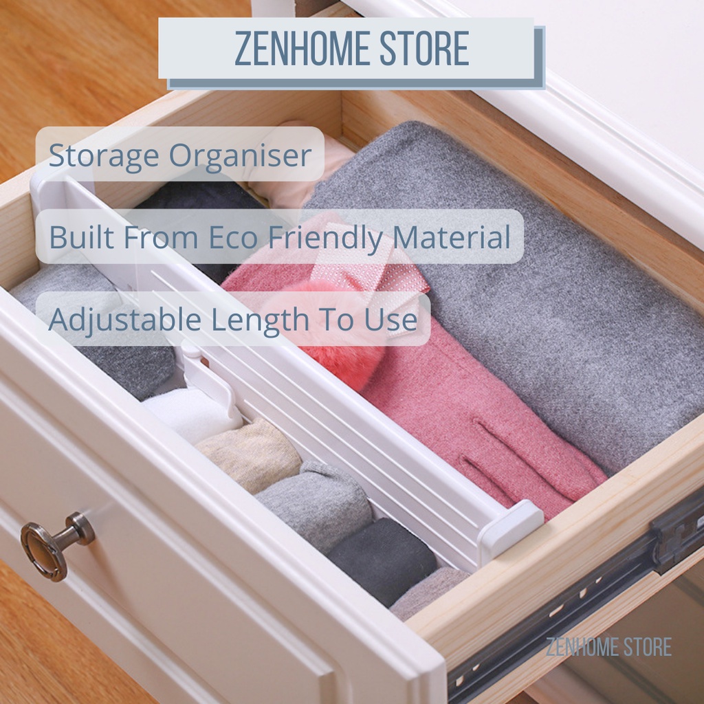 ZENHOME Adjustable Drawer Partition Board Retractable Drawer Divider ...
