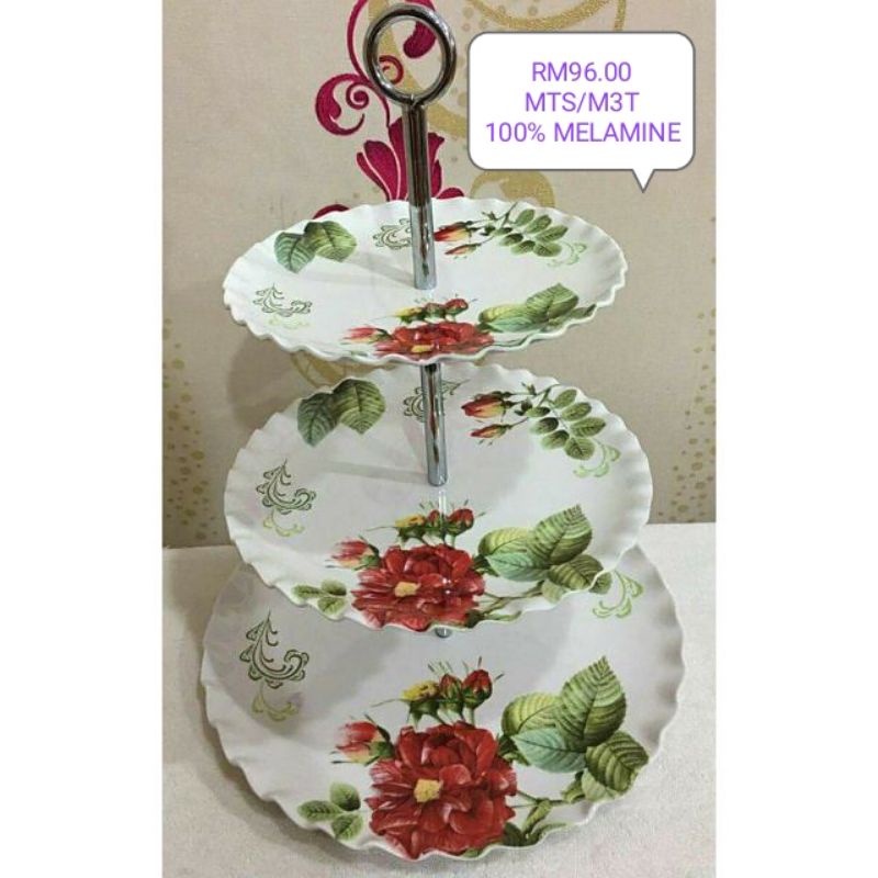 💥PROMOSI💥 DULANG KUIH BERTINGKAT 💯 MELAMINE BERCORAK BUNGA🌹PRODUK ...