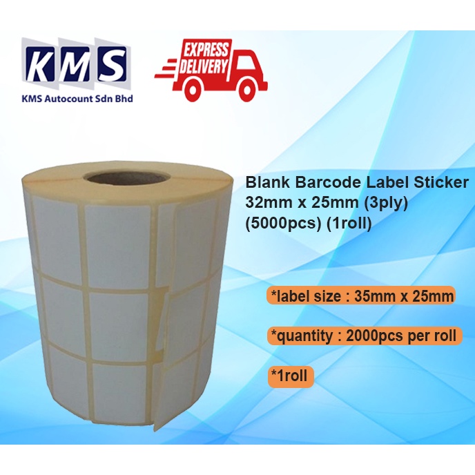 Blank Barcode Label Sticker 32mm x 25mm (3ply) (5000pcs) (1roll ...
