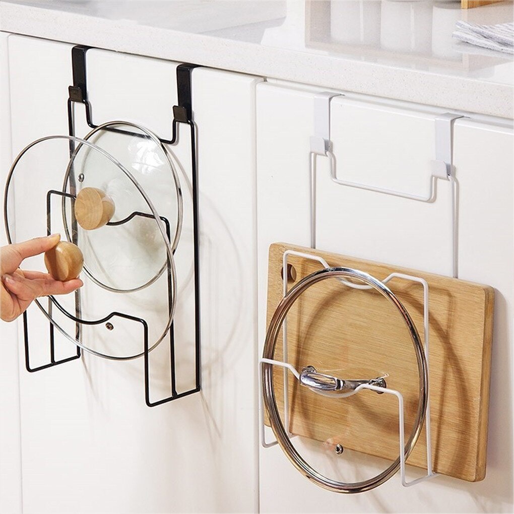MOMO LIFE Home Kitchen Door Back Iron Storage Rack Pan Lids Holders ...