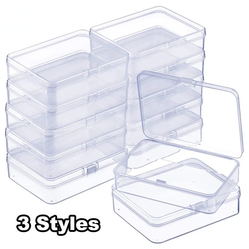 Simple Jewelry Puff Cotton Swab Storage Cases with Cover /Clear Square ...