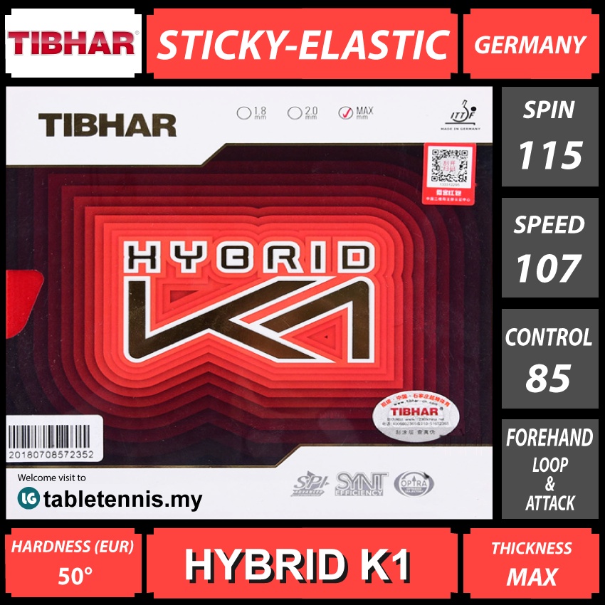 Tibhar Rubber Hybrid K1 PIng Pong Table Tennis Sticky Rubber | Shopee ...