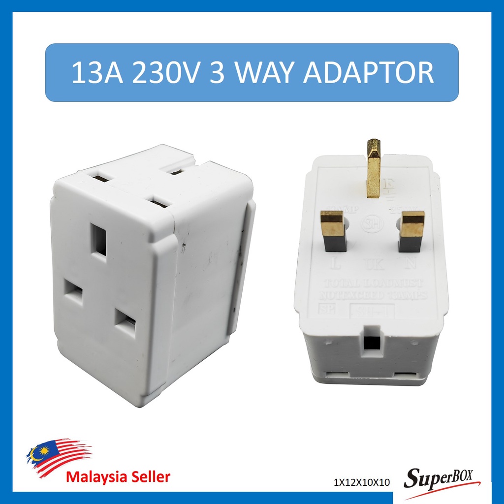13A 230v 3 Way Socket Adaptor | Shopee Malaysia
