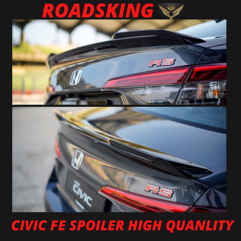 HONDA CIVIC FE RS 2020-2024 SPOILER DUCKTAIL LIP CARBON UV BLACK HIGH ...