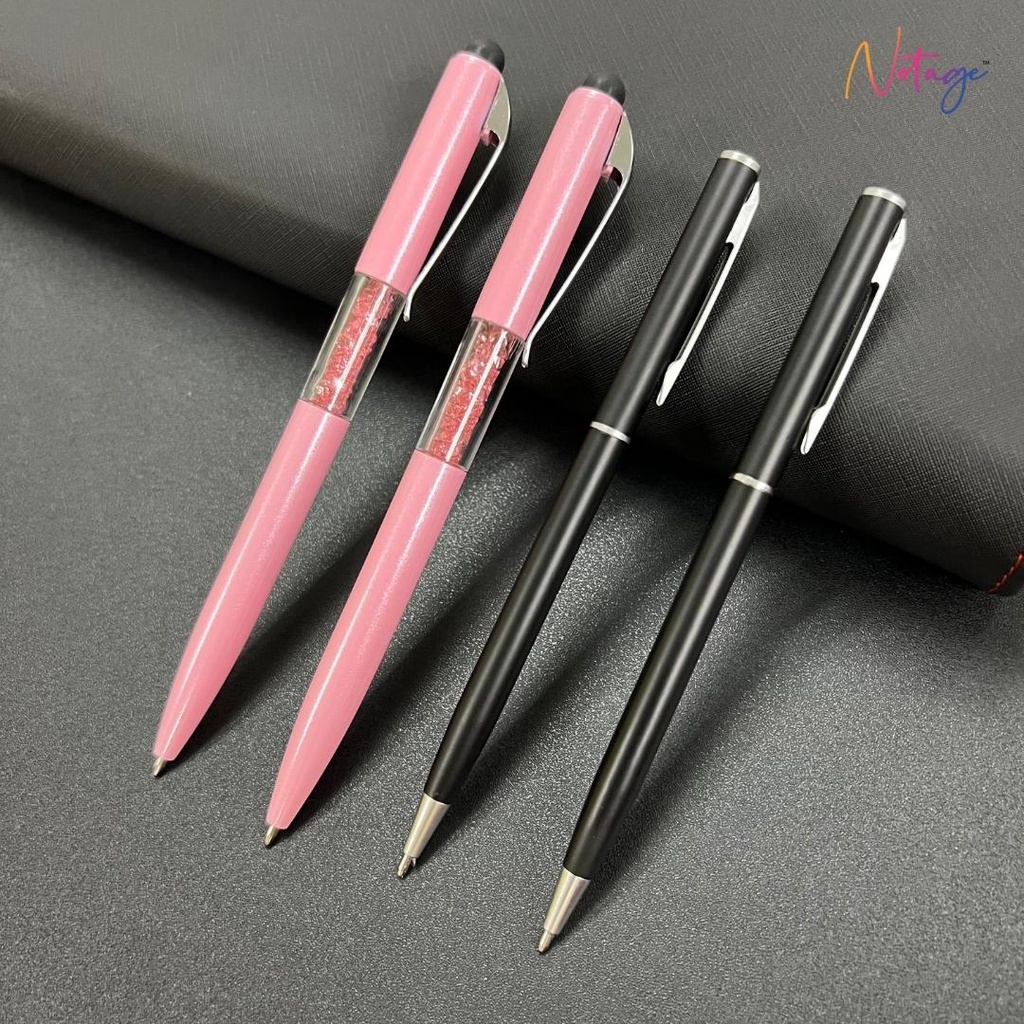 ( Ready Stock ) 3PCS Black Ink Pen Black Metal Pen Pink Diamond ...