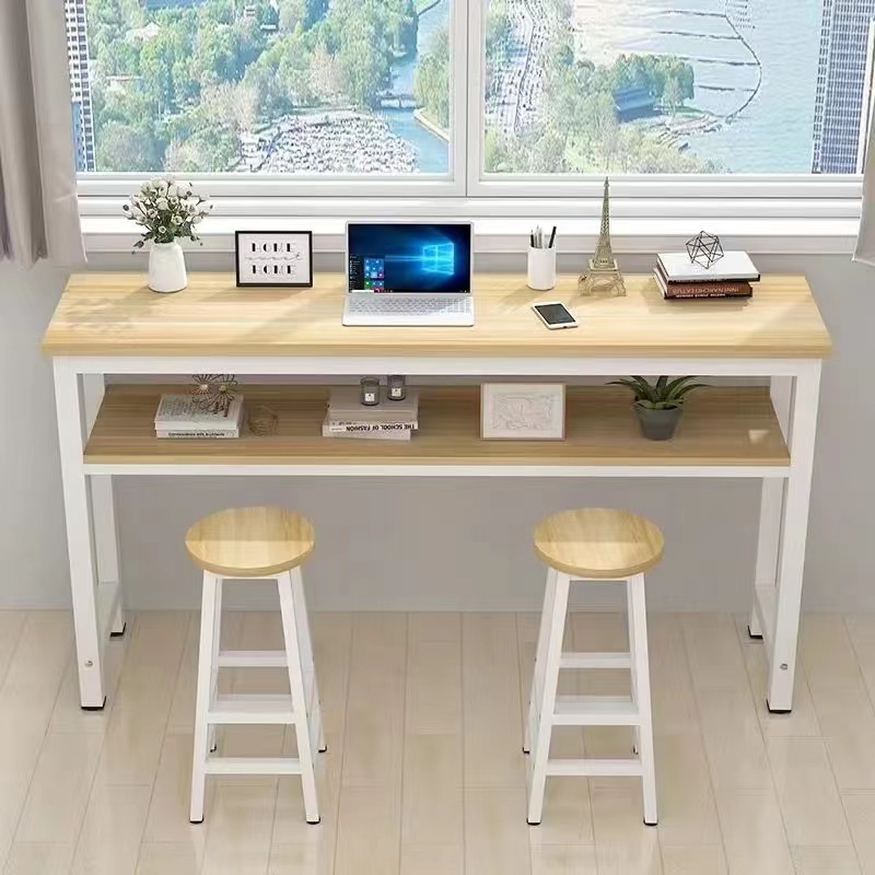 120cm o x 30cm Double-deck Long High Table Bar White Black Table Home ...