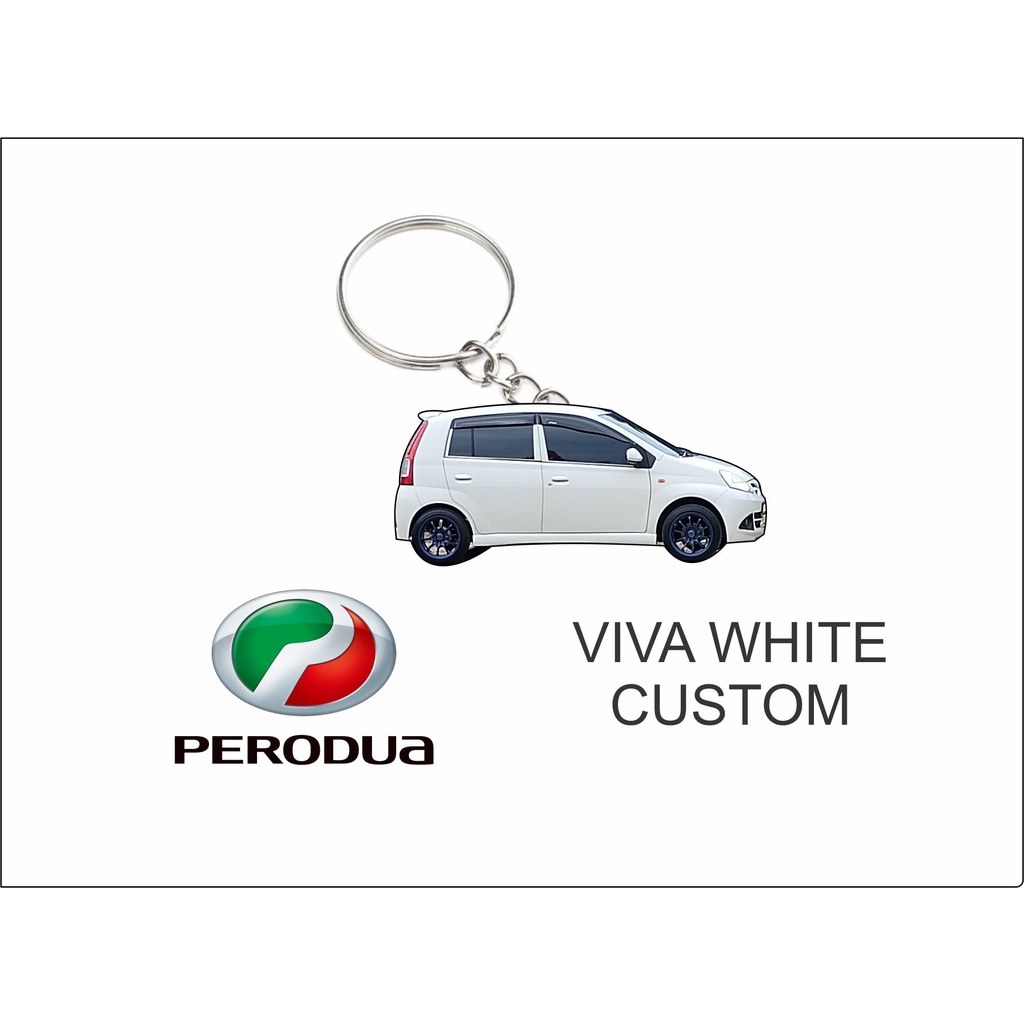perodua viva white custom sideview keychain 2d | Shopee Malaysia