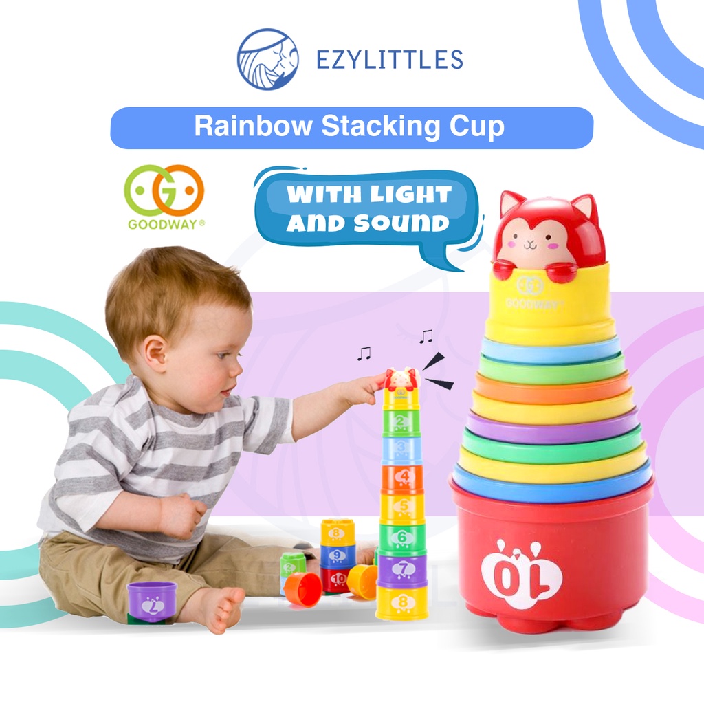 GOODWAY Rainbow Stacking Cup Toys with Light and Sound Number Color ...