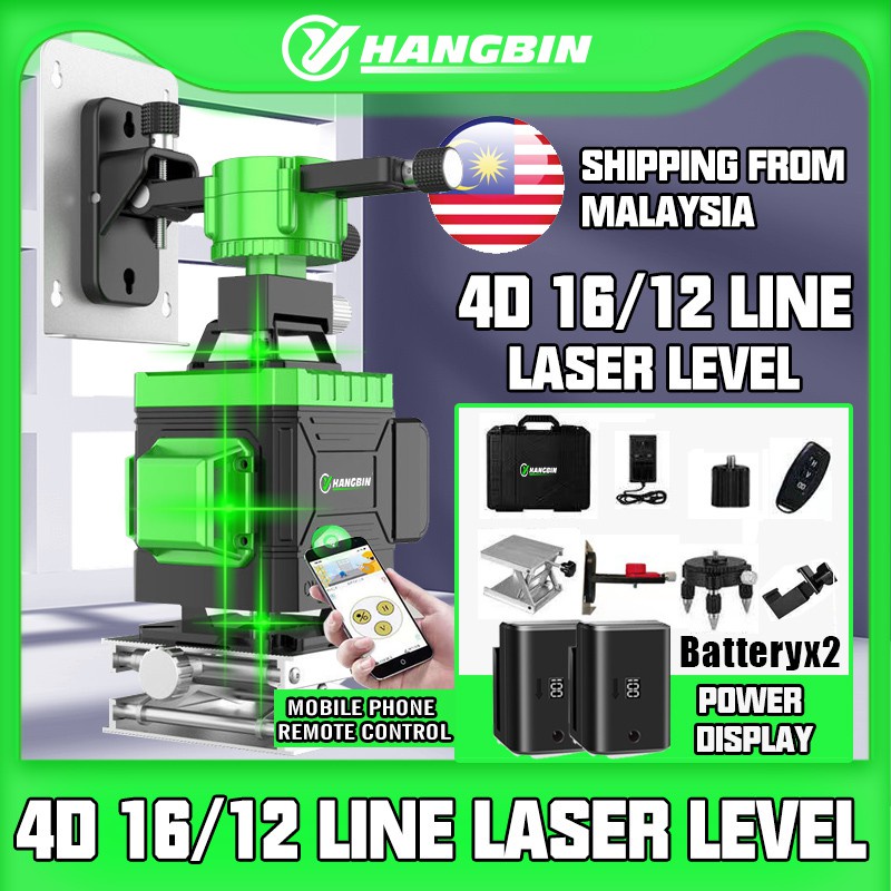 4D 16/12 Line Laser Lsvel Battery Tripod Self-Leveling Green Making ...
