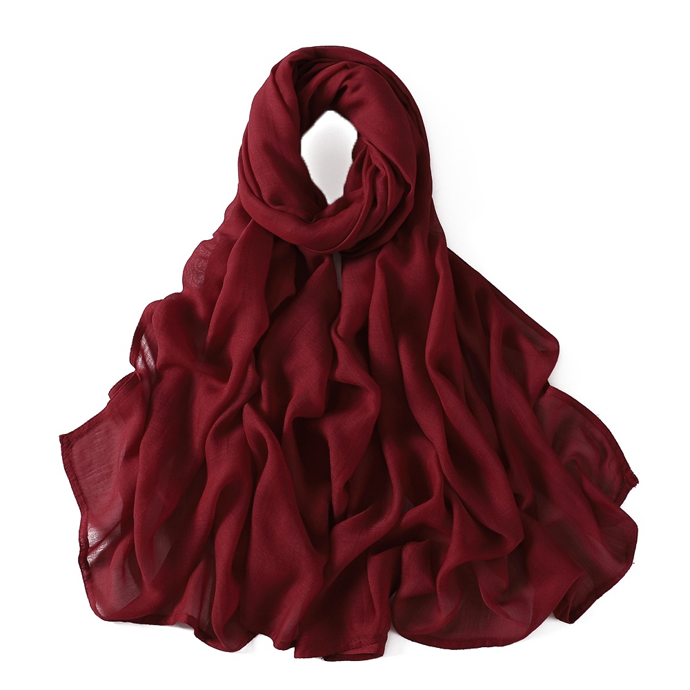 LAVEN Solid Wide Soft Brimmed Double Stitch Rayon Thin Shawl Tudung ...