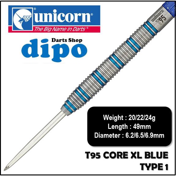UNICORN Steel Darts - T95 CORE XL BLUE Type1 (95% Tungsten) | Shopee ...