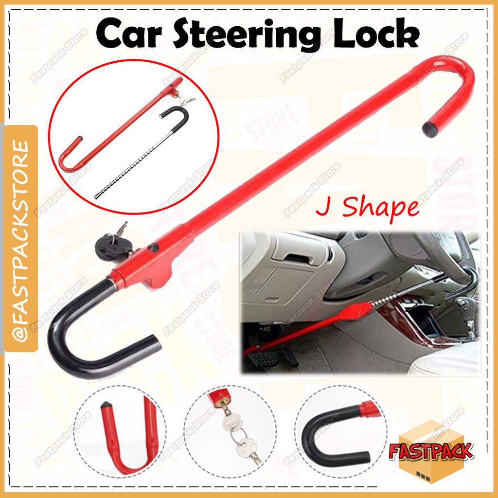 Universal J Shape Steering Lock Adjustable DIY Kunci Stereng Kereta ...