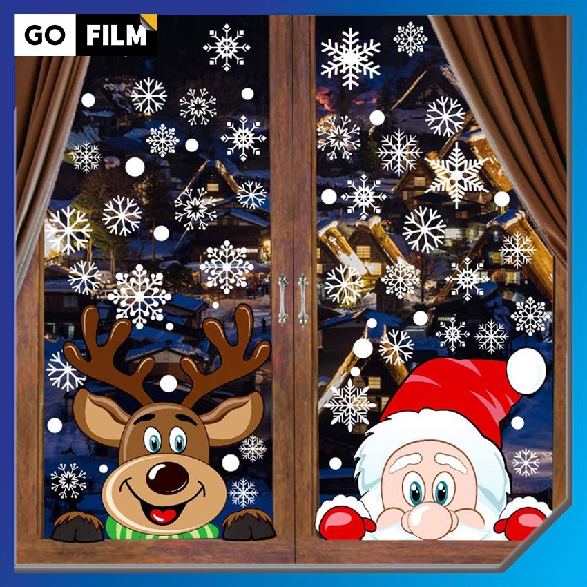 Christmas Window Stickers Snowflake Reindeer Santa Claus Window Decals ...