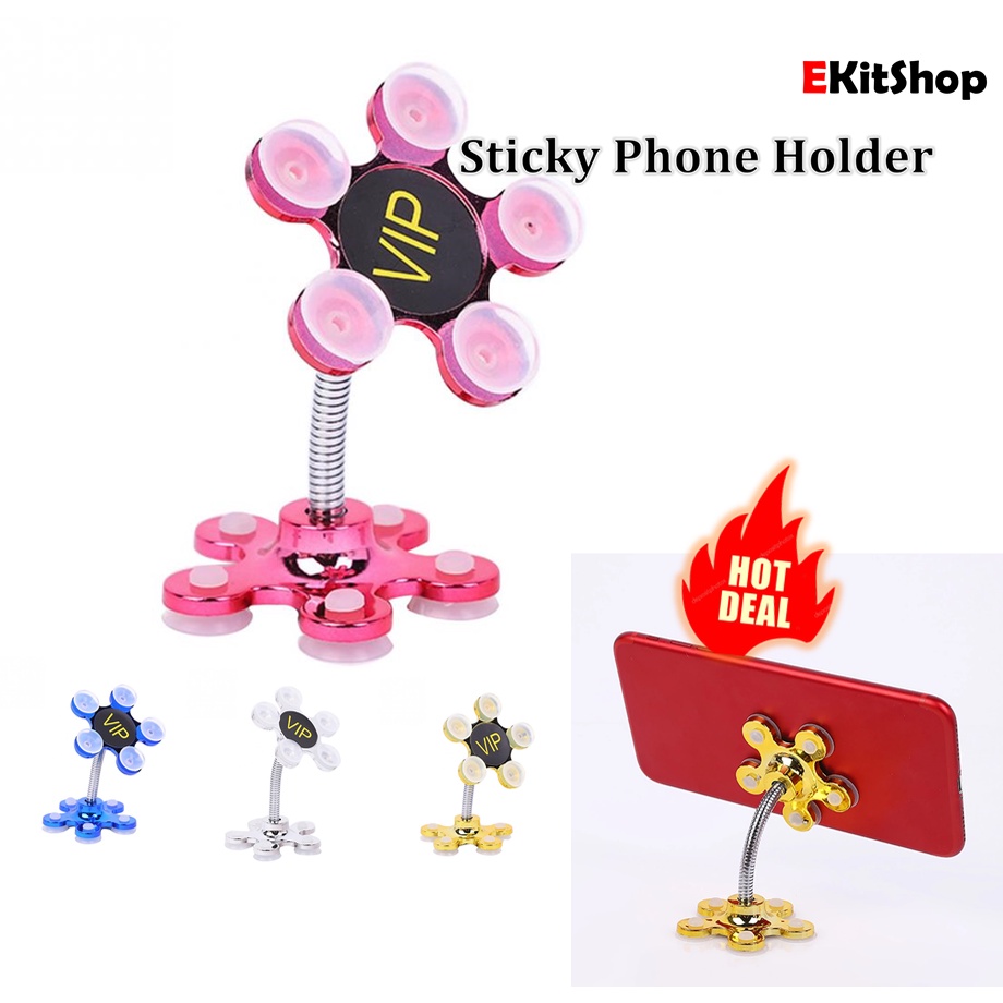Phone Stand Holder Flexible Rotating Stick on Dashboard | Shopee Malaysia
