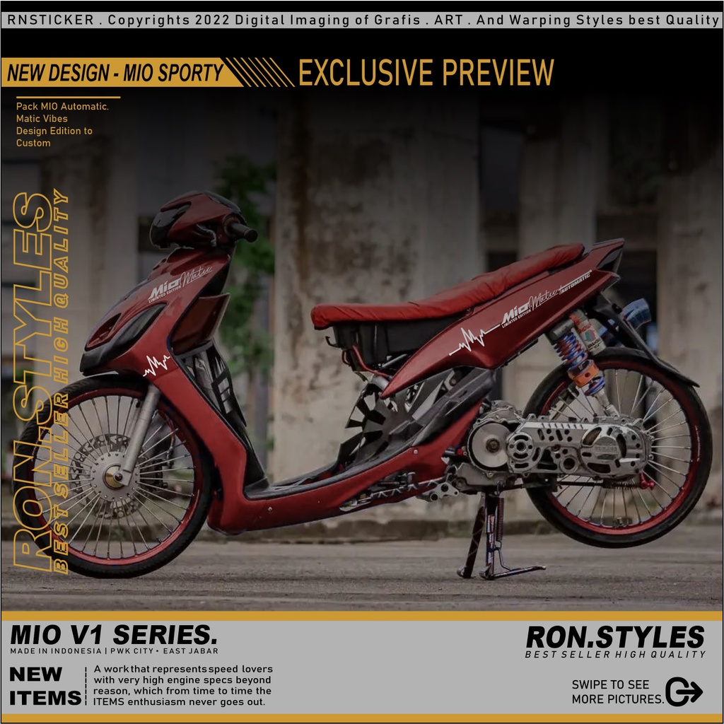 PUTIH MERAH HITAM V1 cutting sticker mio sporty smile automatic ...