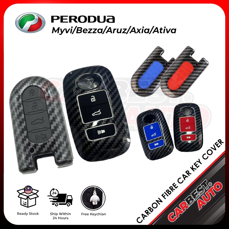Perodua ATIVA MYVI BEZZA AXIA ARUZ Carbon Fibre Key Cover Case Remote ...