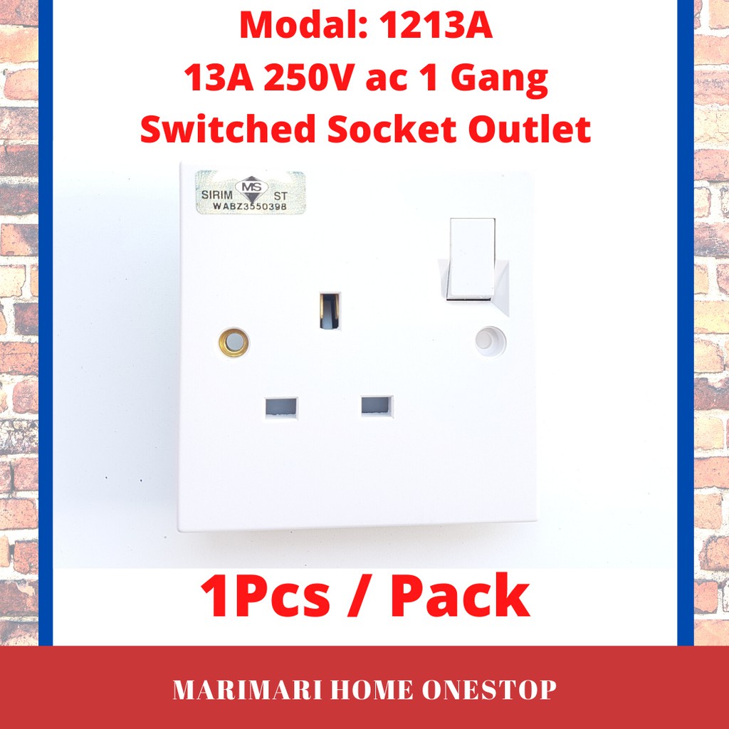 UMS 13A 250V AC 1 GANG SWITCH SOCKET OUTLET (1213-A) | Shopee Malaysia