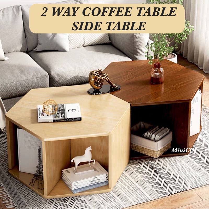 2 Way Coffee Table Wooden Coffee Table House Deco Furniture Side Table ...