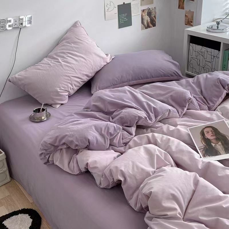Ins Fashion Match Solid Color 4 IN 1 Bedding Sets Dormitory Bedroom ...