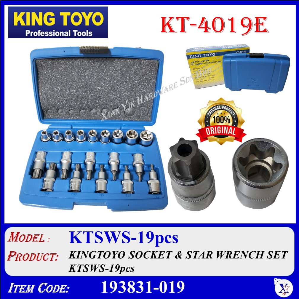 193831-019 KT-4019E KINGTOYO SOCKET & STAR WRENCH SET KTSWS-19pcs KING TOYO | Shopee Malaysia