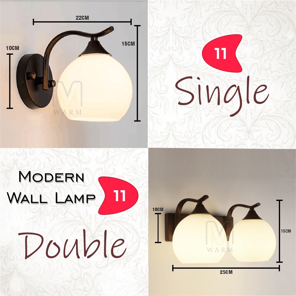 Ready Stock ~ Wall Lamp Glass E27 Lamp shade Bedroom Entrance Aisle ...