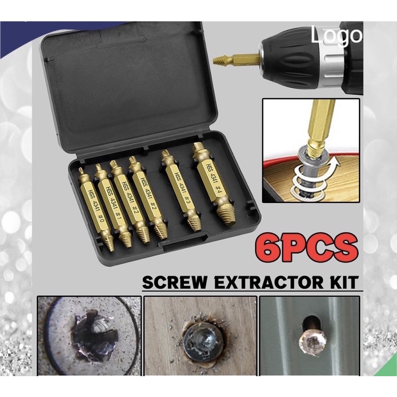 6Pcs Damaged Screw Extractor Drill Bit Set Broken Head Screw Bolt ...