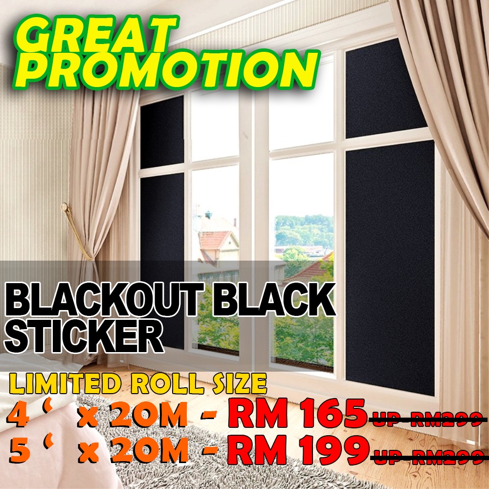 Free Installation Tools BLACKOUT BLACK STICKER/Tinted rumah/Tint film ...