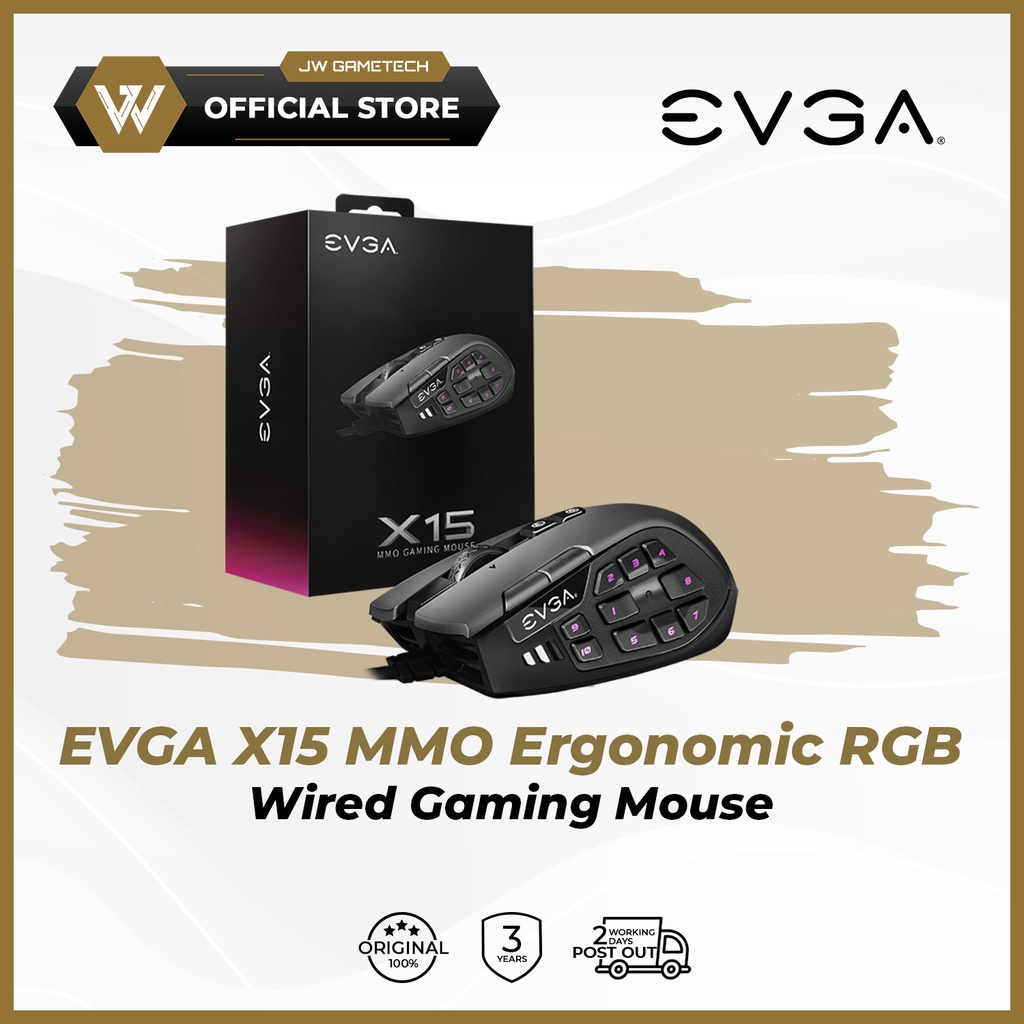 EVGA X15 MMO Ergonomic RGB Gaming Mouse - Black | Shopee Malaysia