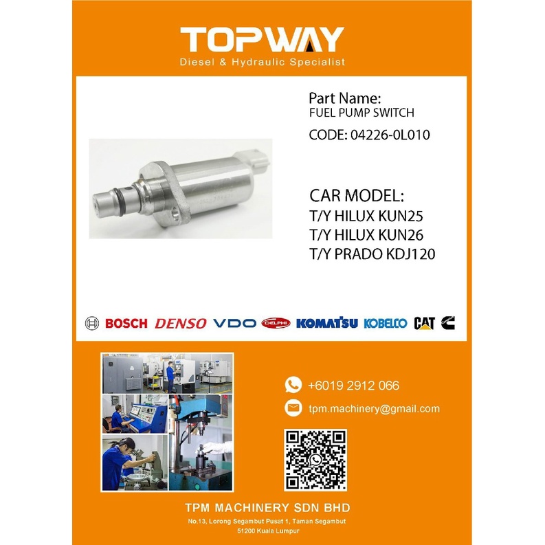TOYOTA HILUX KUN25 KUN26 KDN165 KDN190 SR FORTUNER KUN50 1KD 2KD FUEL ...