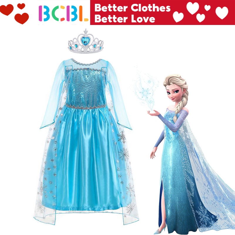 Frozen Dress Baju Elsa Dress Princess Elsa Costume Shimmer Dress with ...