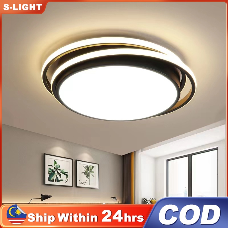 Led Ceiling Light Modern Lampu Siling Ruang Tamu Acrylic Ultra Ceiling Light Tri Color 4048w
