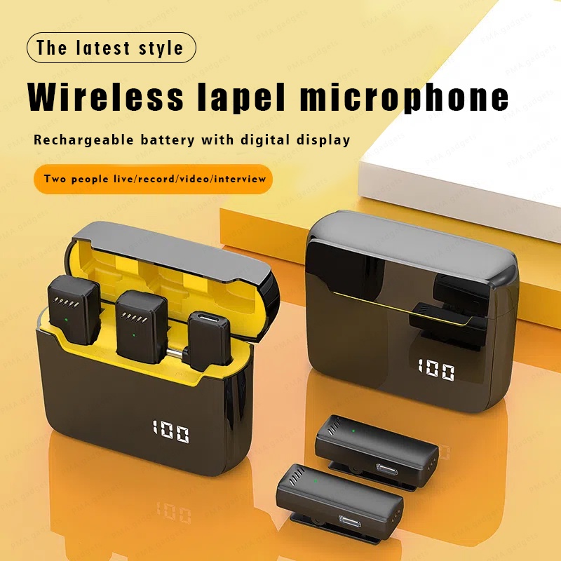 Wireless Microphone Recording With display screen and charging case ...