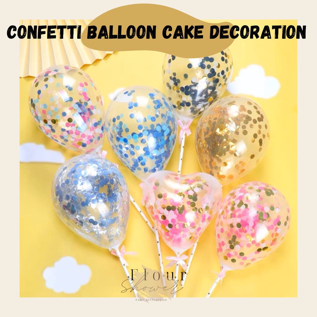 FS 5 inch Cake Decorative Confetti Shiny Balloon Birthday Party ...