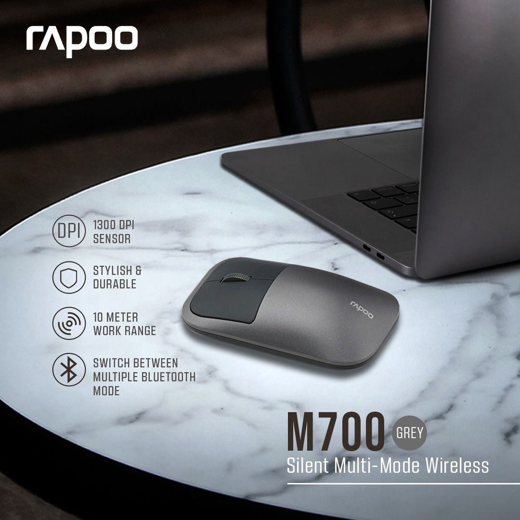 # Rapoo M700 Silent Multi-Mode Wireless Mouse # [GRAY] | Shopee Malaysia