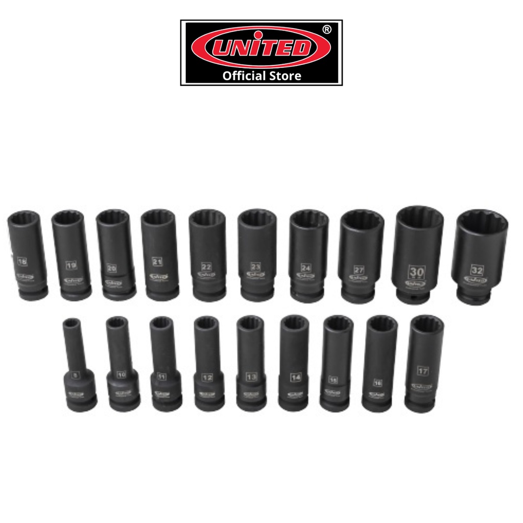 【UNITED】1/2" Impact Deep Socket (8mm - 36mm; 12 Point) | Shopee Malaysia