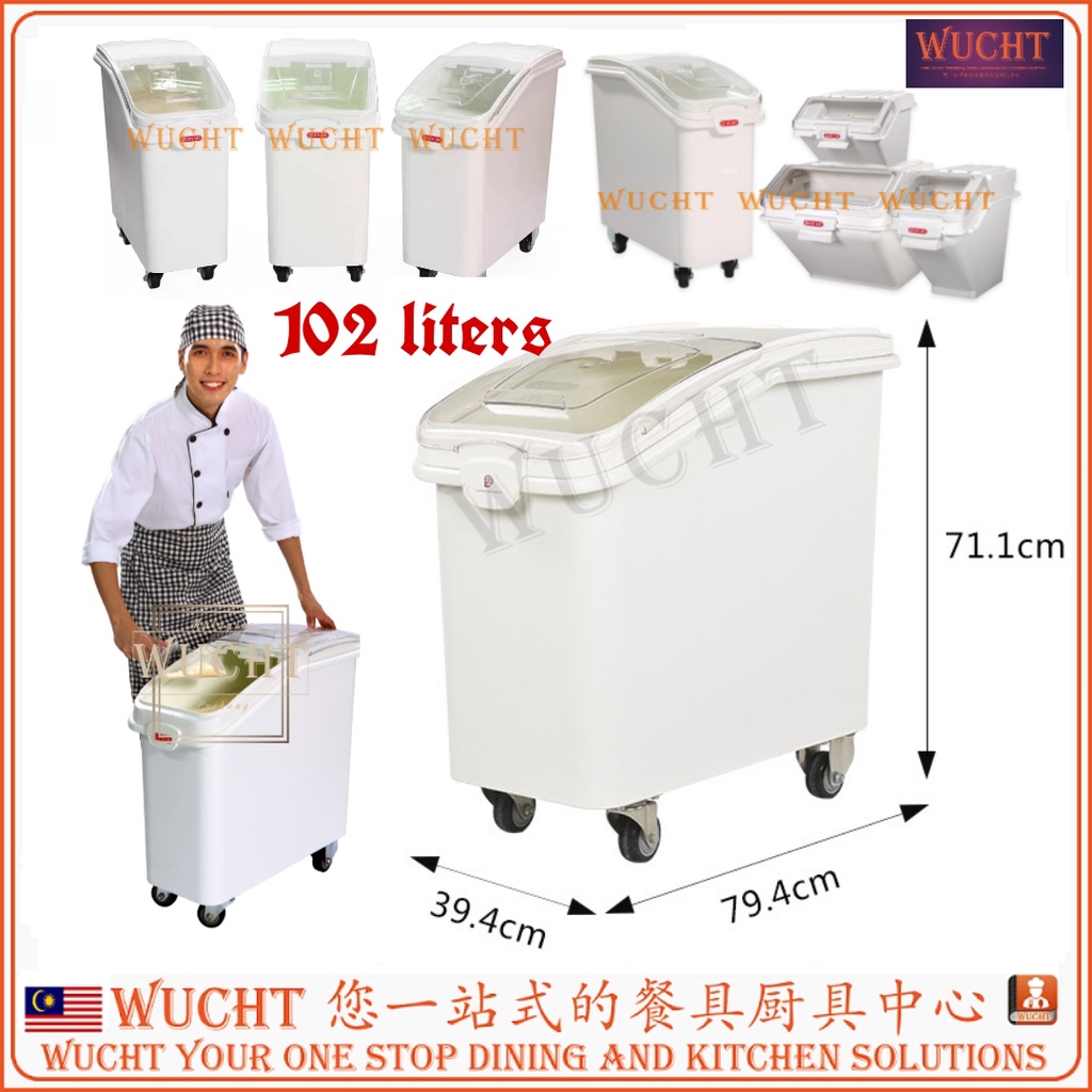 【WUCHT】Mobile Ingredient Bin 102 Ltr - Commercial Flour Sugar ...