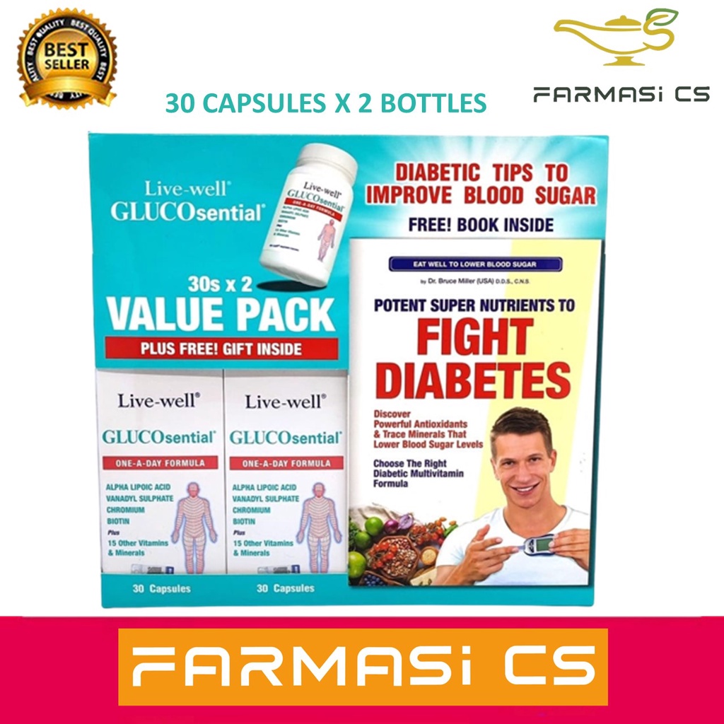 Live-well Glucosential 30 Capsules x 2 Boxes (TWIN) with free gift ...