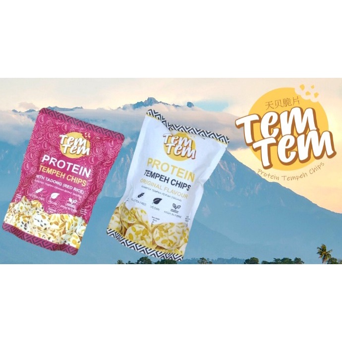 TEM TEM PROTEIN TEMPEH CHIPS Original Flavour / With Tadong ( Red Rice ...