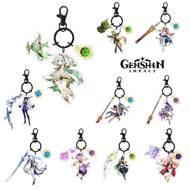 3 in 1 Genshin Impact Keychain Nahida genshin impact Diluc Klee Ganyu ...